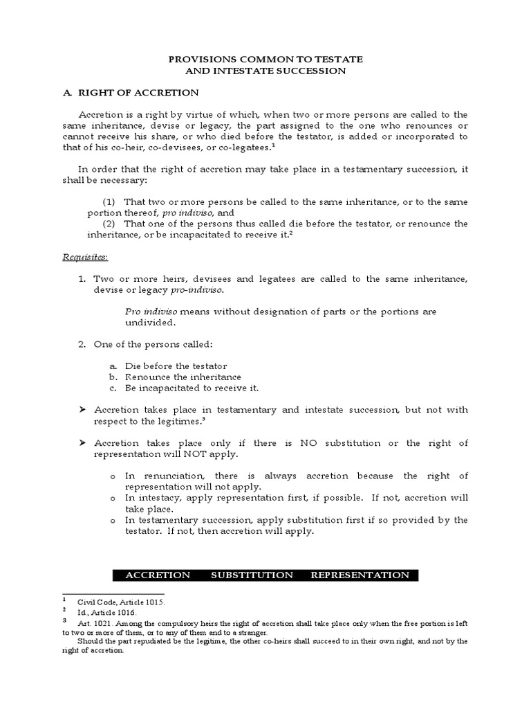 Notes - Common Provisions (Testate and Intestate Succession) | PDF ...