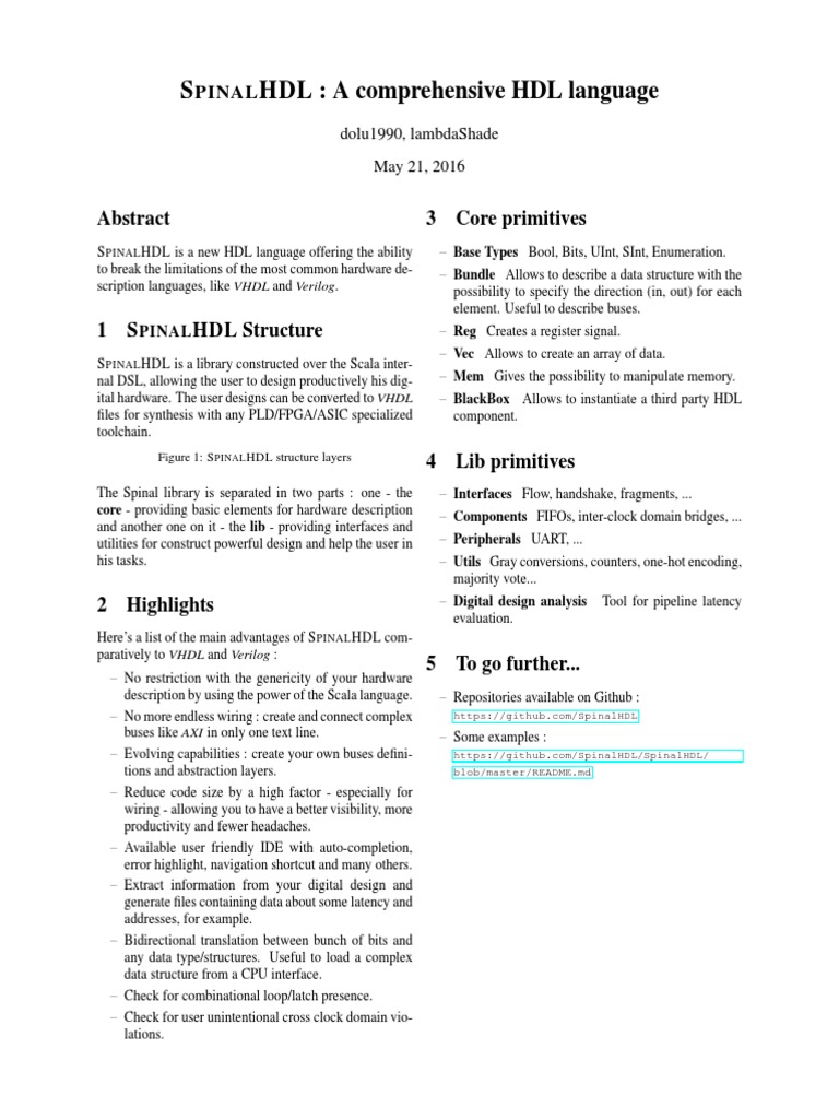 SpinalHDL: A Comprehensive Hardware Description Language | PDF | Hardware Description Language ...