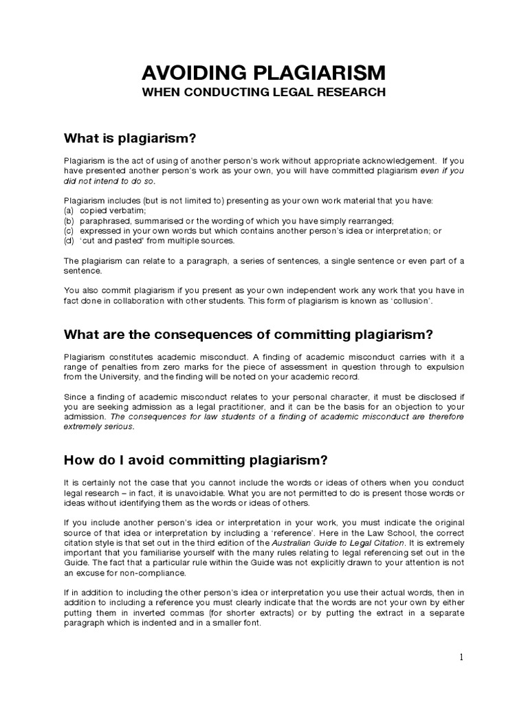 Avoiding Plagiarism | PDF | Plagiarism | Precedent