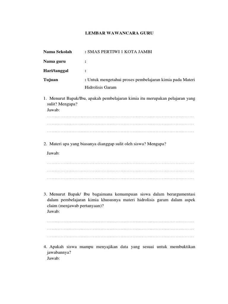 Lembar Wawancara Guru Baru | PDF | Karier & Perkembangan | Seni