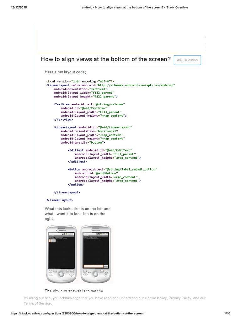 Aligning Views To The Bottom Of The Screen In Android Layouts Using Constraintlayout And 9144