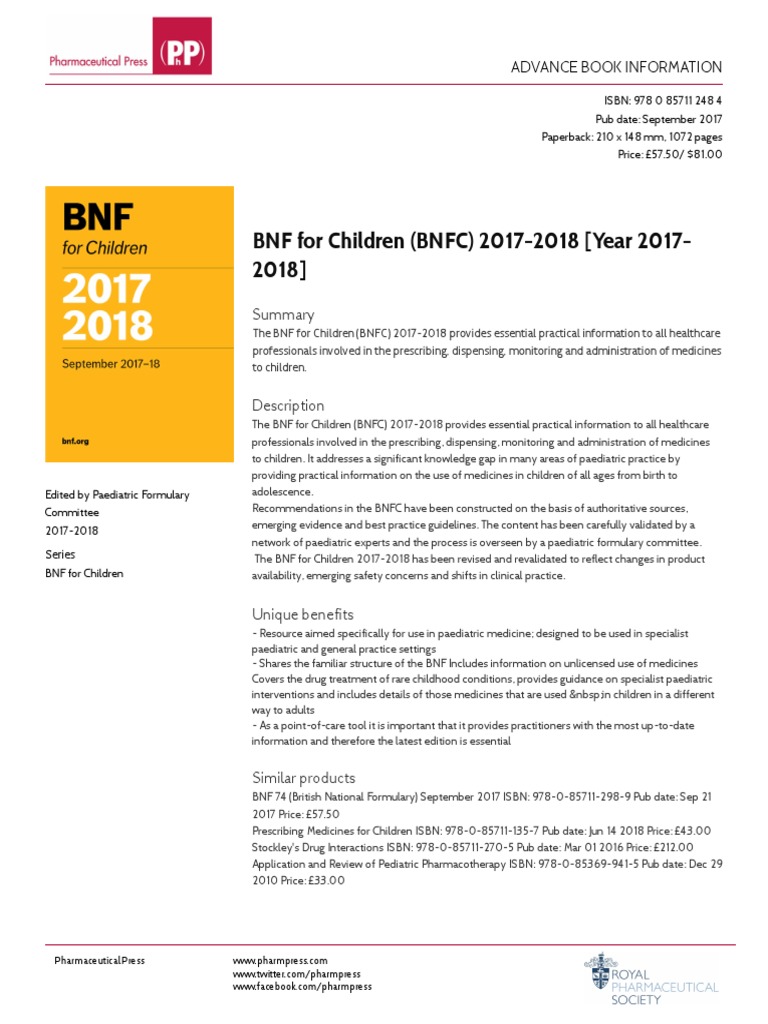BNF Pediatrics | PDF | Health Sciences | Healthcare Industry