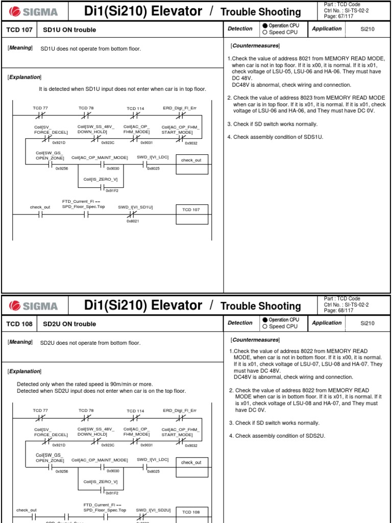Elevator TCD Code Troubleshooting Guide | PDF | Central Processing Unit ...