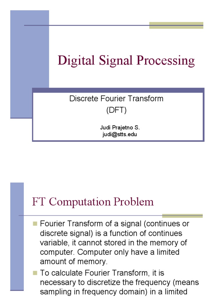 Digital Signal Processing: Discrete Fourier Transform (DFT) | PDF | Digital Signal Processing ...