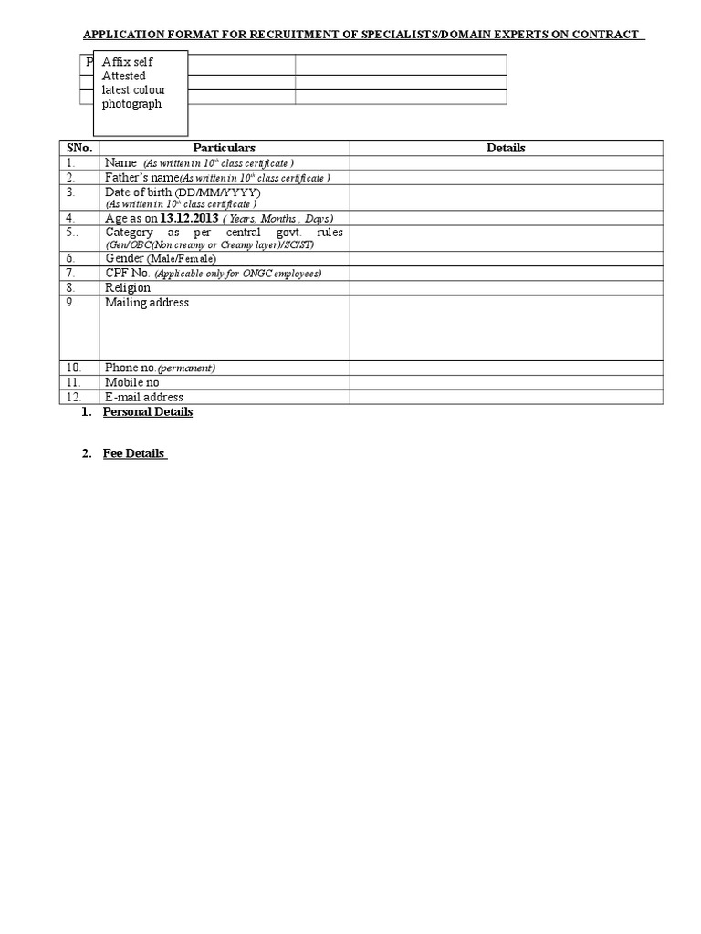 ONGC Specialist Recruitment Application Form | PDF | Government | Business