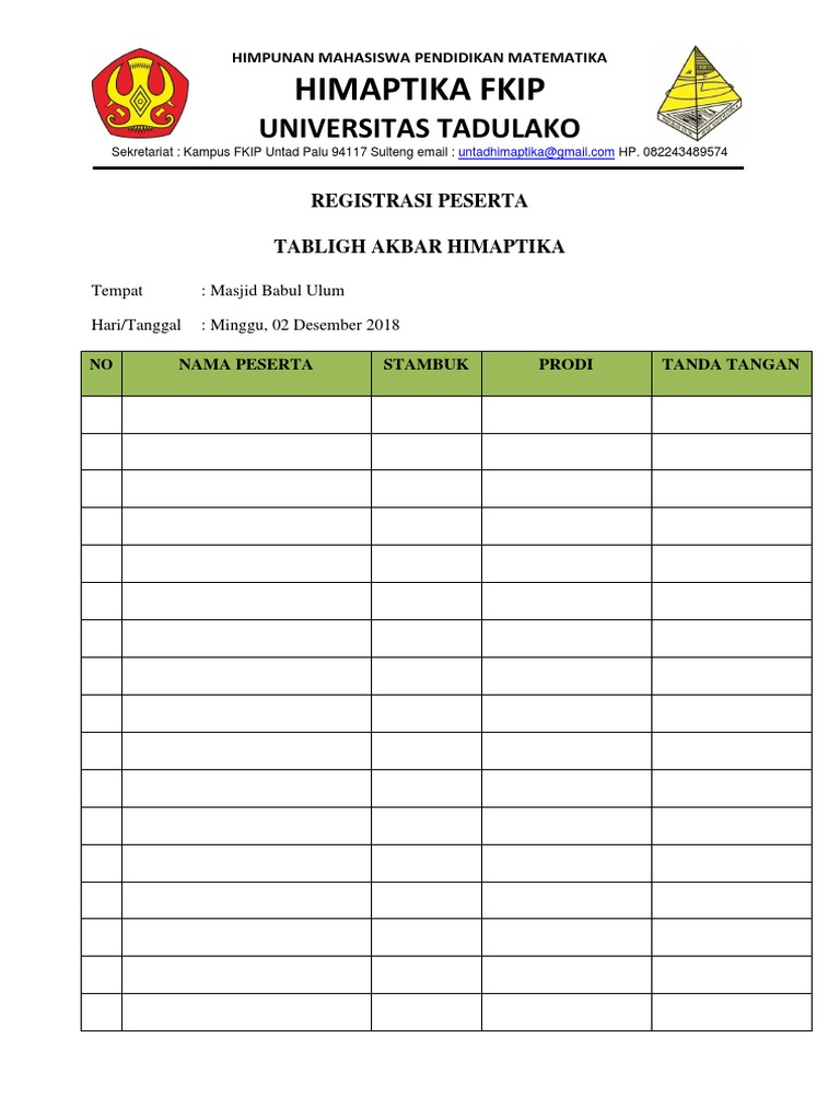 Contoh Registrasi Peserta | PDF