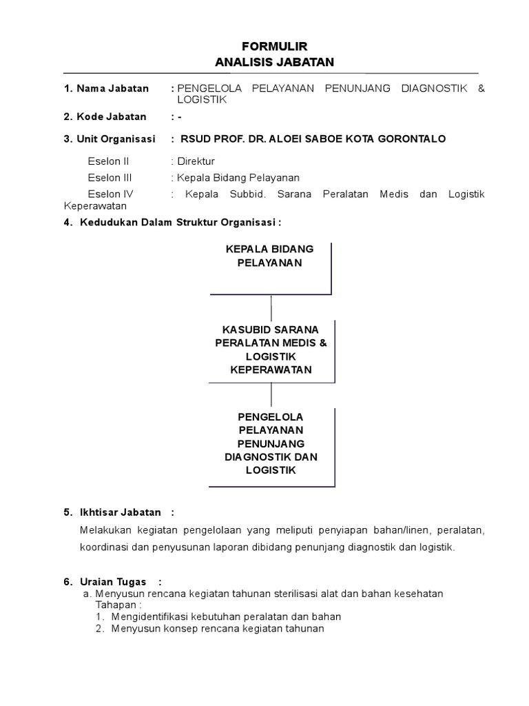 Formulir Anjab CSSD | PDF