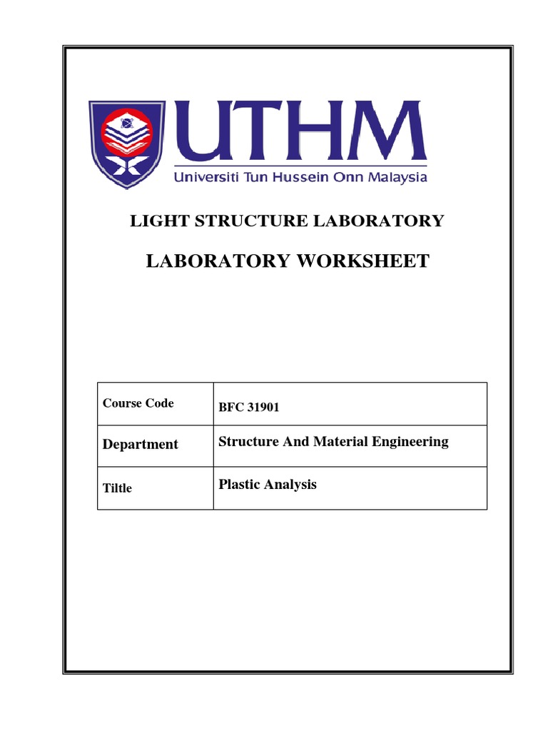 Plastic Analysis Lab Worksheet | PDF | Bending | Beam (Structure)