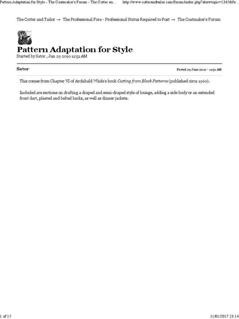 Pattern Adaptation For Style | PDF | Internet Forum | Clothing