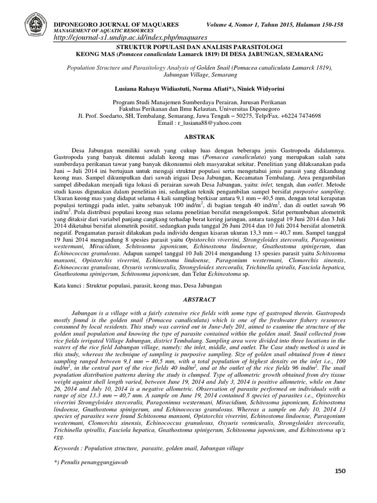 ID Struktur Populasi Dan Analisis Parasitol PDF | PDF