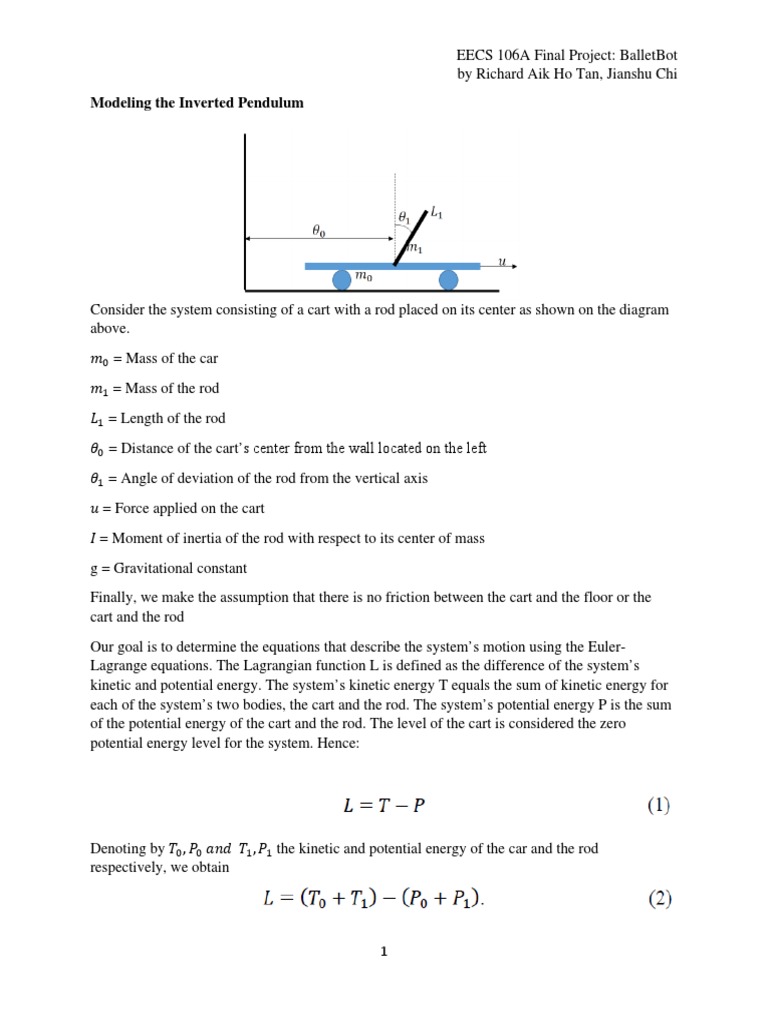Inverted Pendulum Modeling Guide | PDF | Lagrangian Mechanics | Matrix (Mathematics)