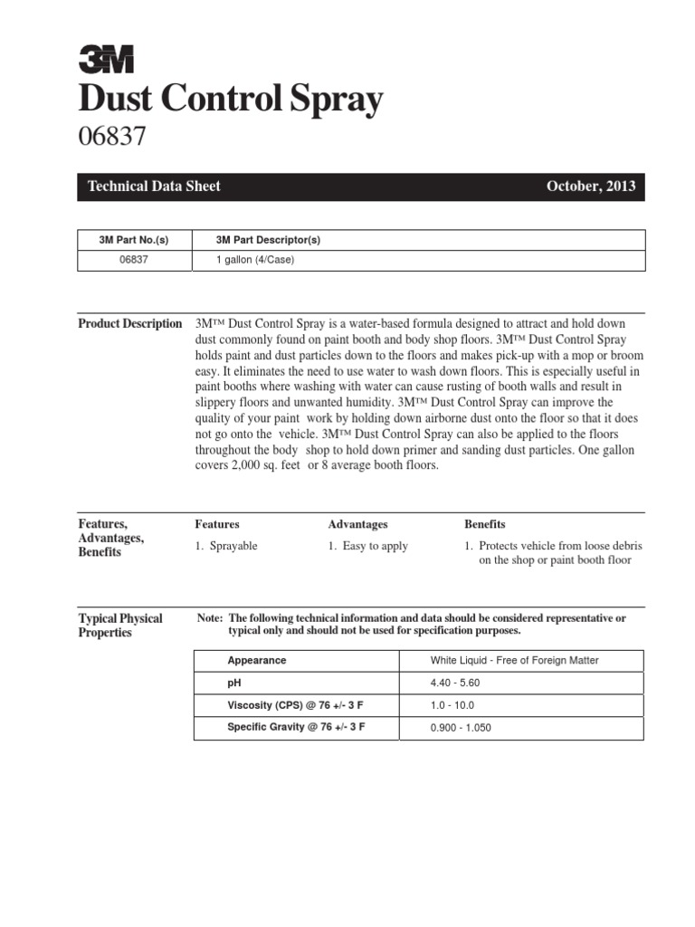 Dust Control Spray: Technical Data Sheet October, 2013 | Download Free ...