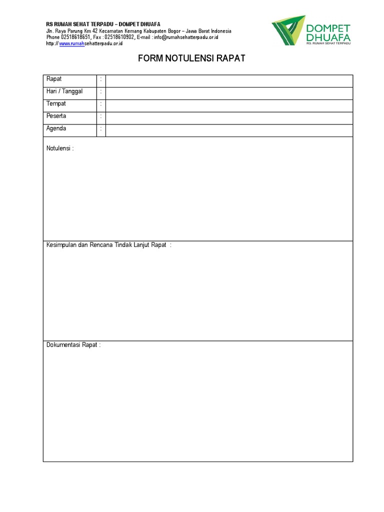 Form Notulensi Rapat | PDF