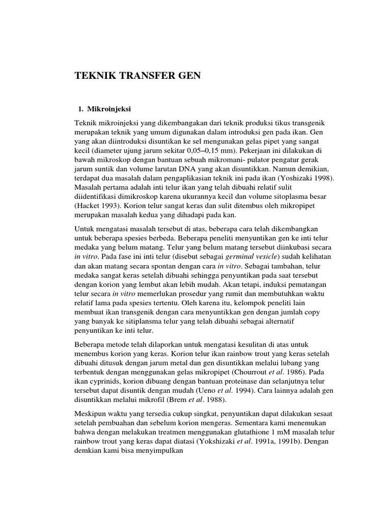 Teknik Transfer Gen pada Ikan | PDF