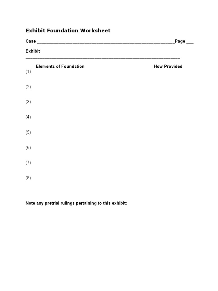 Exhibit Foundation Worksheet | PDF