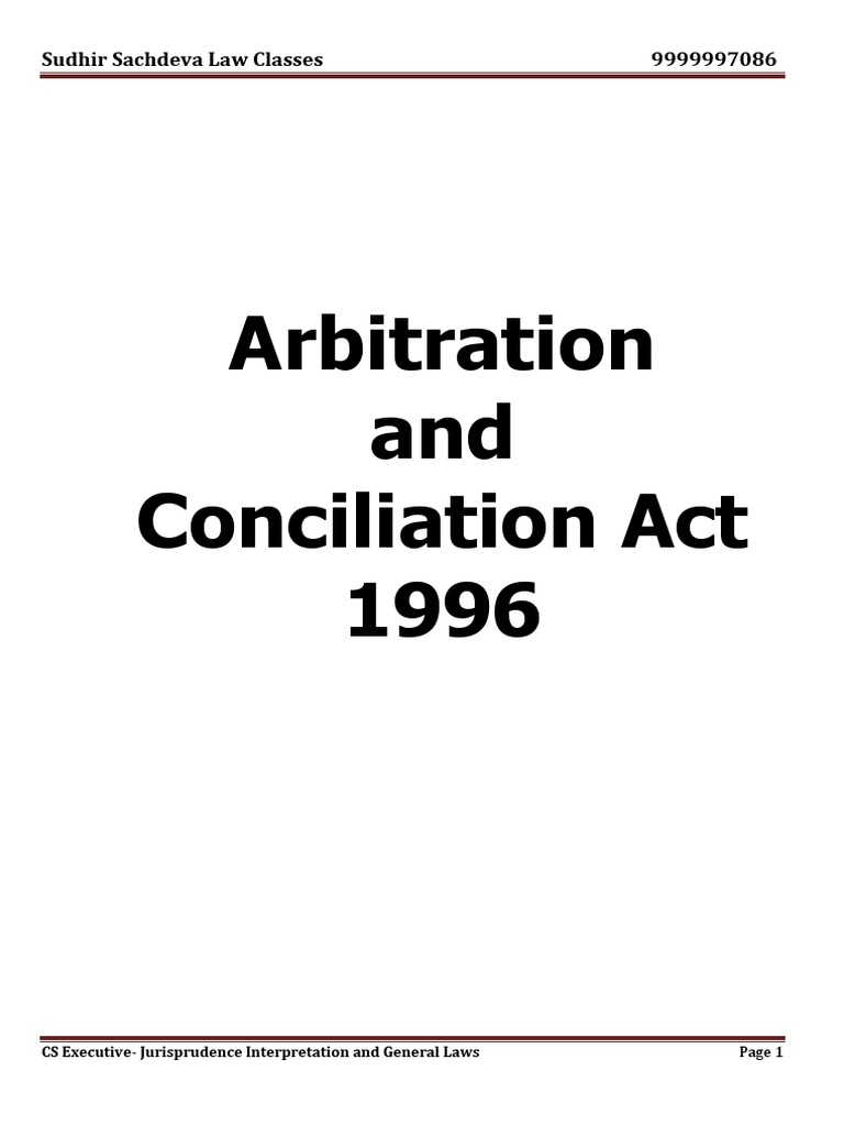 Arbitration and Conciliation Act 1996 | PDF | Arbitration | Constitutional Law
