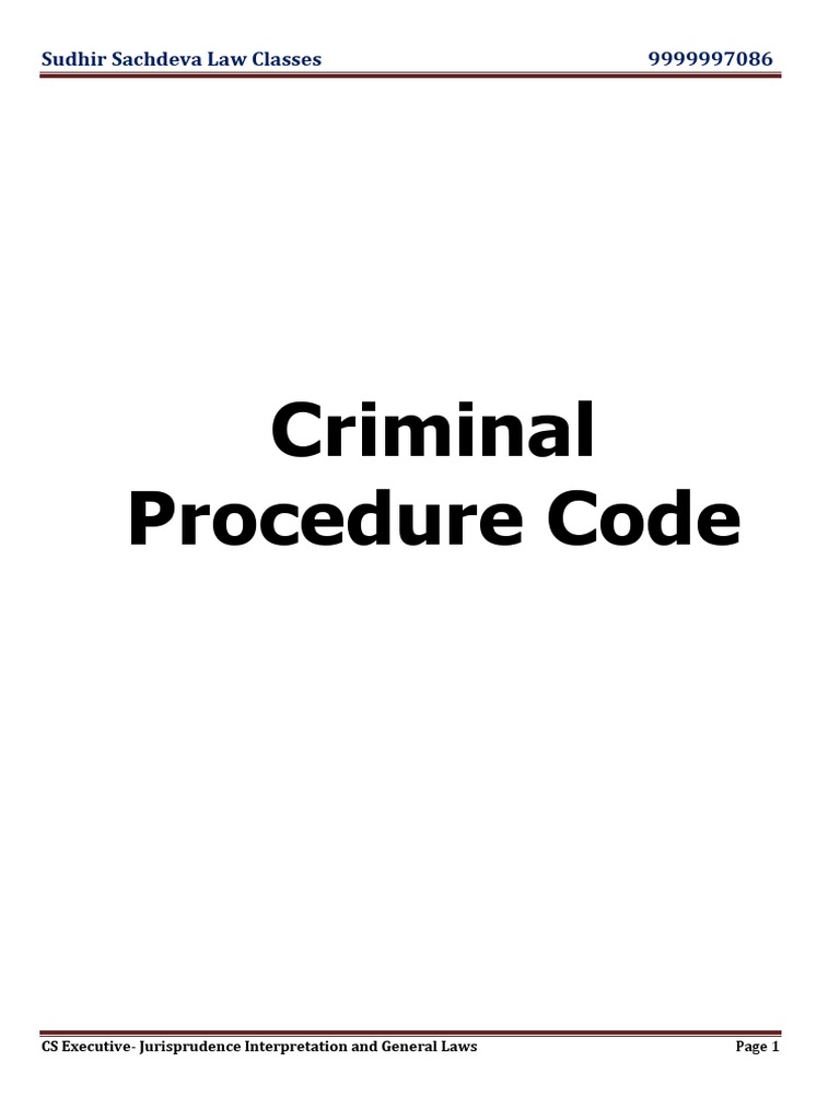 Criminal Procedure Code | PDF | Mens Rea | Crime & Violence