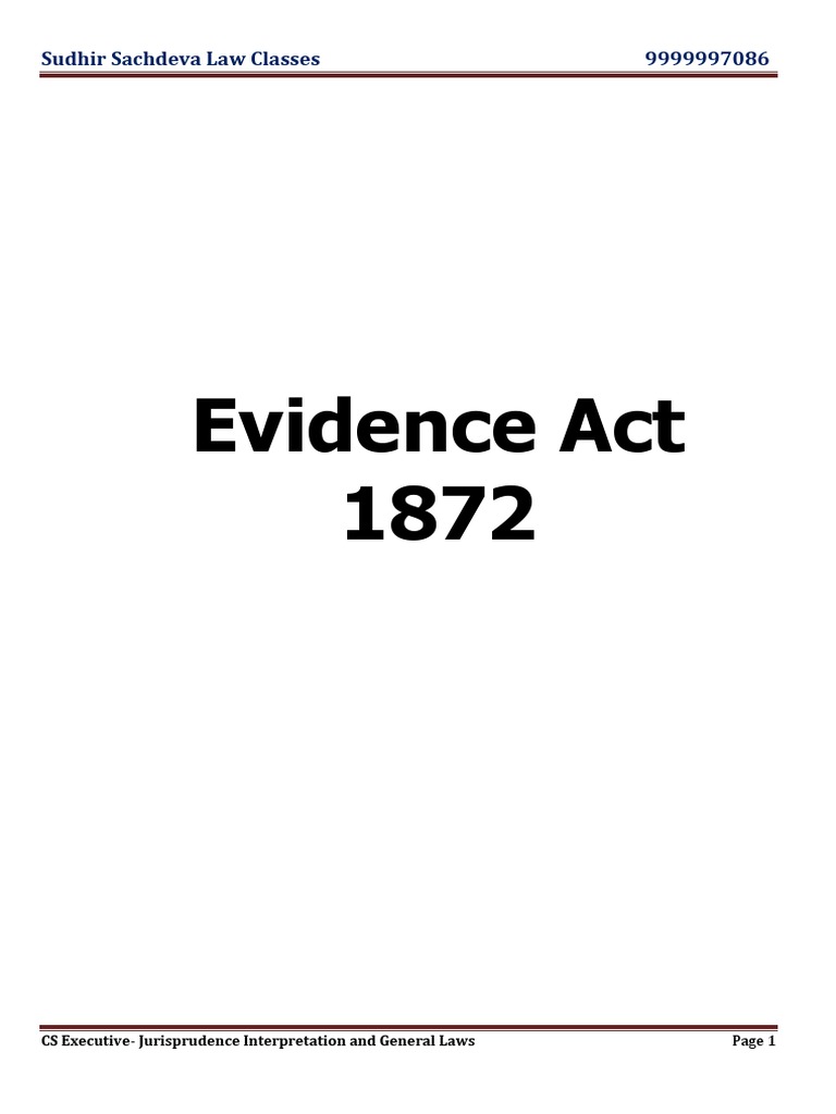 Evidence Act 1872 | PDF | Affidavit | Evidence