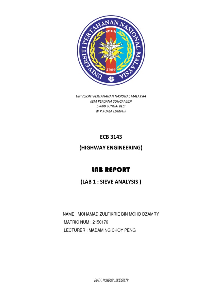 Lab Report: ECB 3143 (Highway Engineering) | PDF