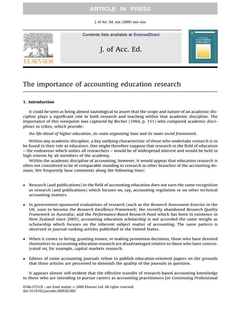The Importance of Accounting Education Research | PDF | Pedagogy ...