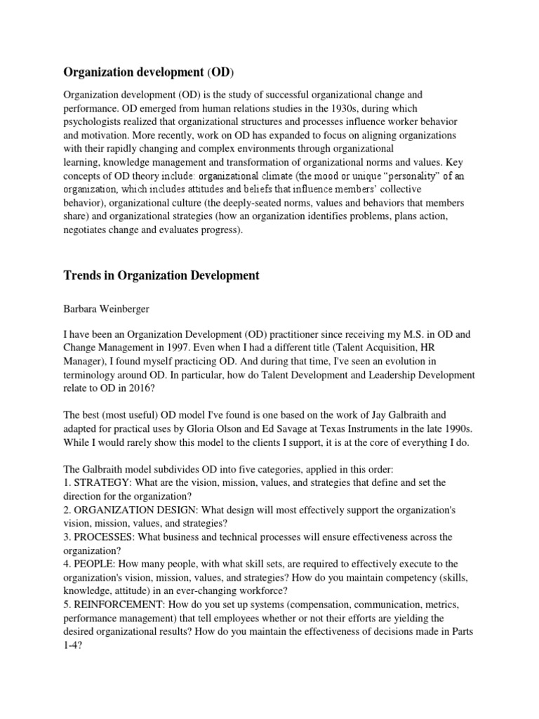 Organization Development | PDF | Organization Development | Behavioural ...