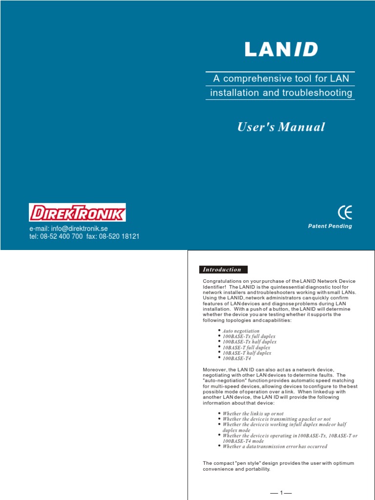 Lanid: User's Manual | PDF | Duplex (Telecommunications) | Network ...