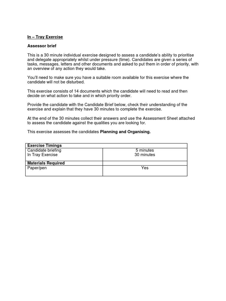 In - Tray Exercise | PDF | Business