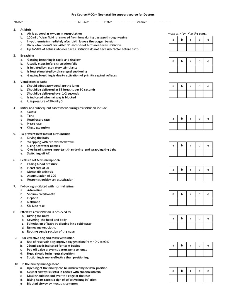 Pre Course MCQ For Doctors | PDF | Cardiopulmonary Resuscitation ...