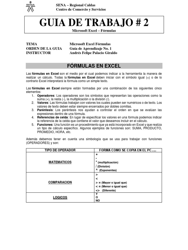 Guía de Excel: Fórmulas y Ejercicios | PDF | Fórmula | Microsoft Excel