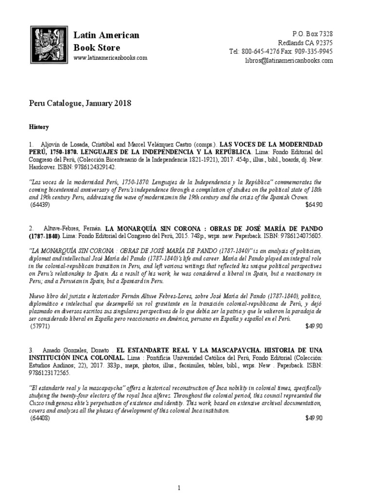 Labs Peru Catalogue Jan 2018 | PDF | Peru