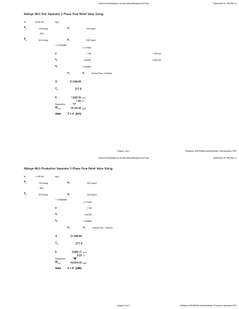 2-Phase Omega PSV Sizing | PDF | Gases | Gas Technologies