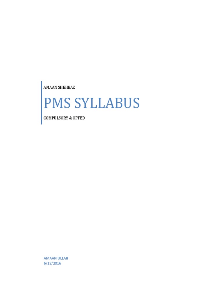 Pms Syllabus: Amaan Shehbaz | PDF | Public Administration | Governance