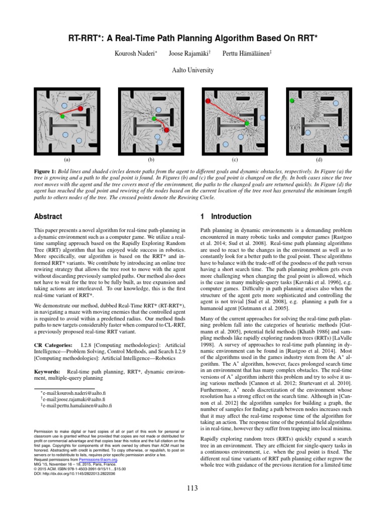 RT-RRT : A Real-Time Path Planning Algorithm Based On RRT : Kourosh ...