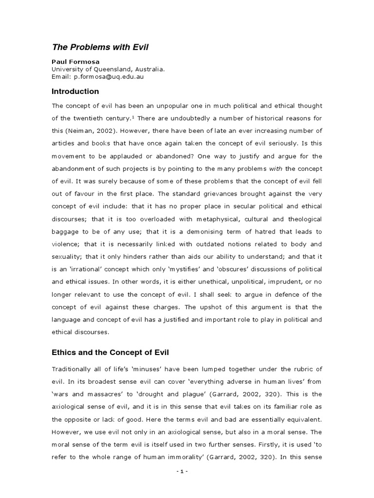 The Problems With Evil | PDF | Good And Evil | Evil