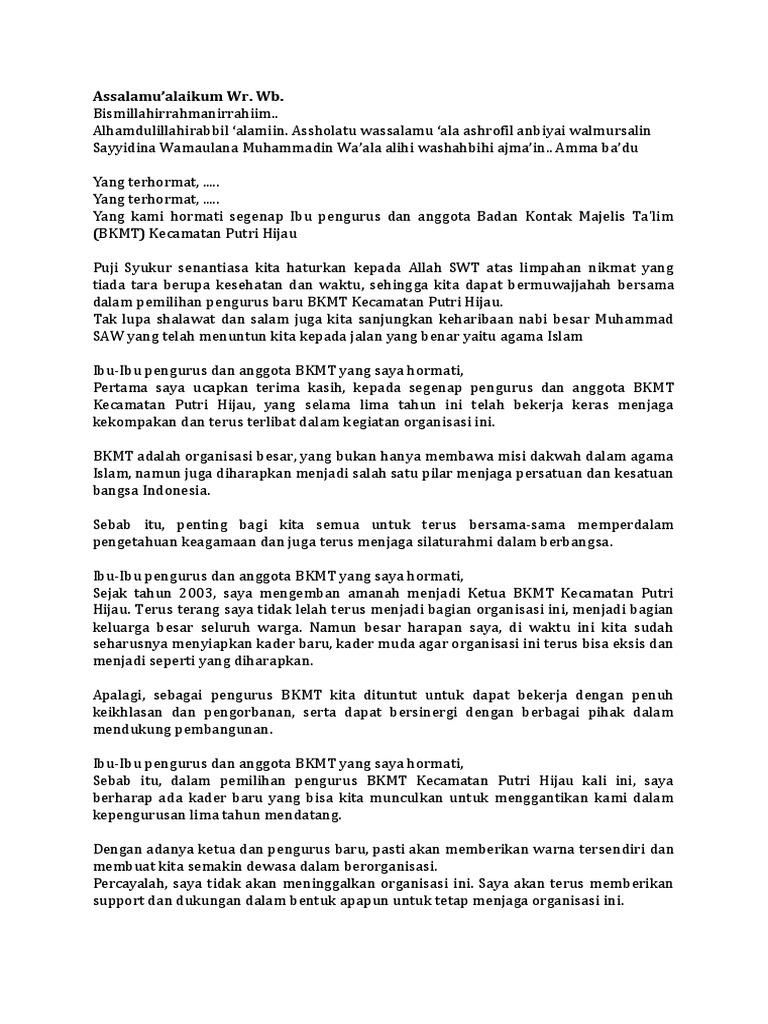 CONTOH Sambutan | PDF