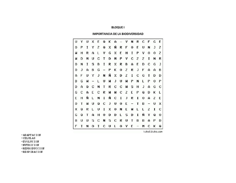 Biodiversidad Sopa de Letras | PDF | Salud y bienestar