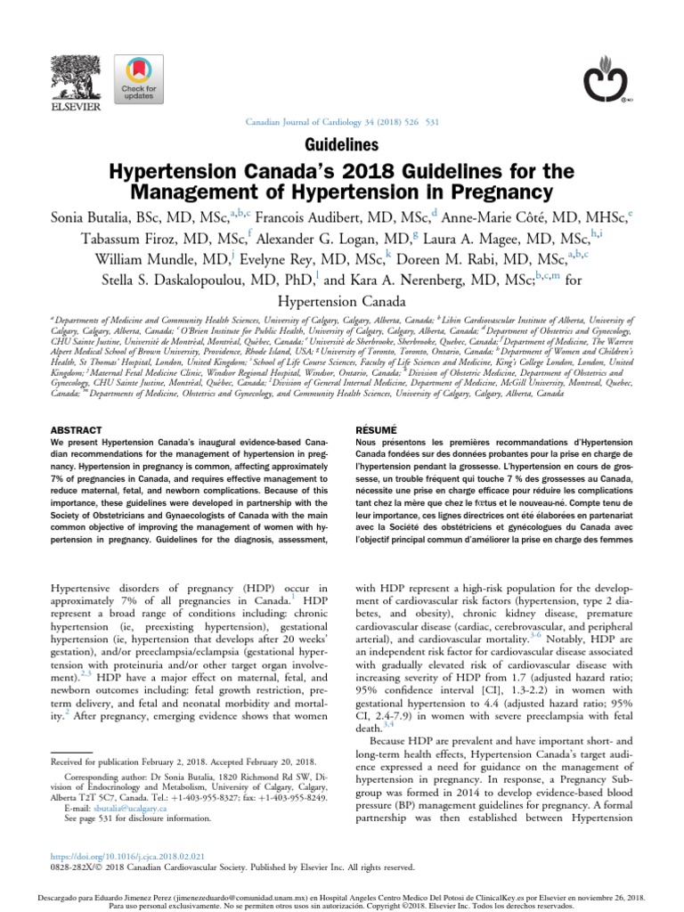 Canadian Guidelines 2018 Hypertension Blood Pressure