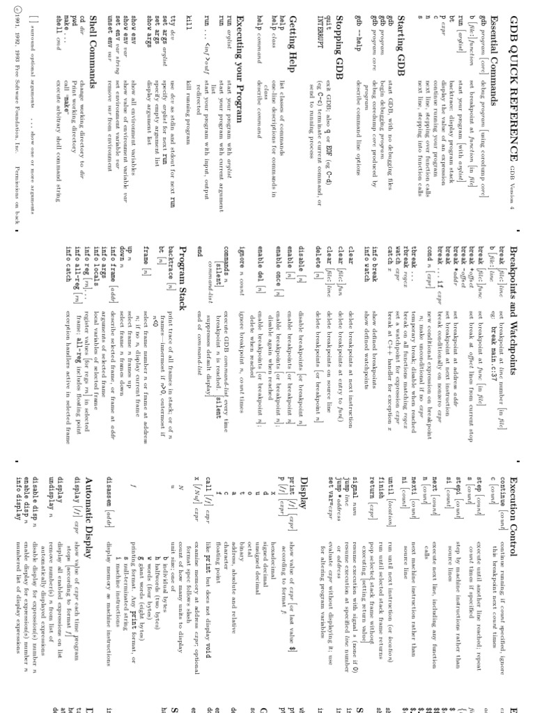 GDB Quick Reference | PDF