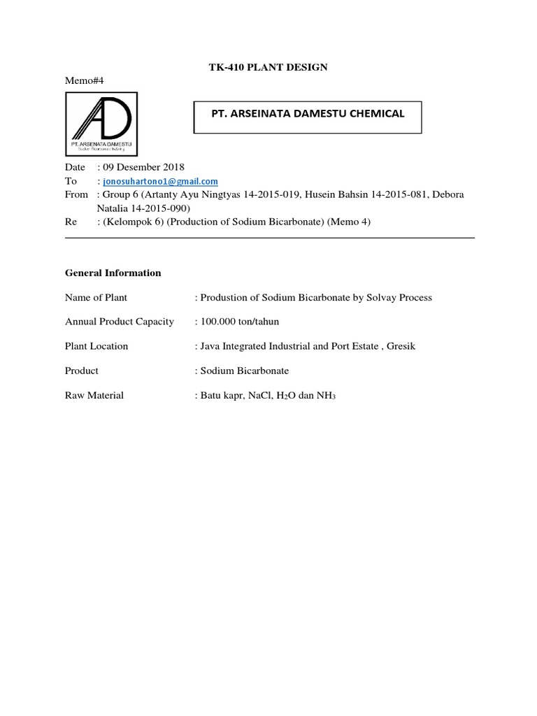 (Memo 4) Pt. Arseinata Damestu Chemical | PDF