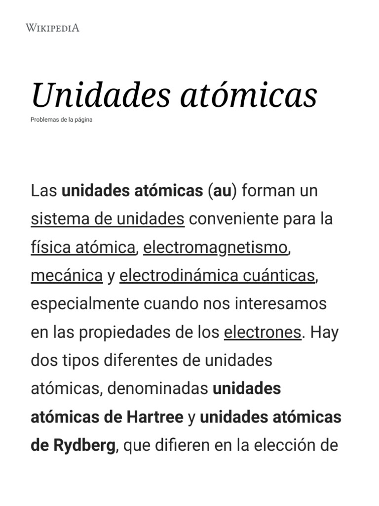 Unidades Atómicas | Descargar gratis PDF | Electrón | Mecánica cuántica