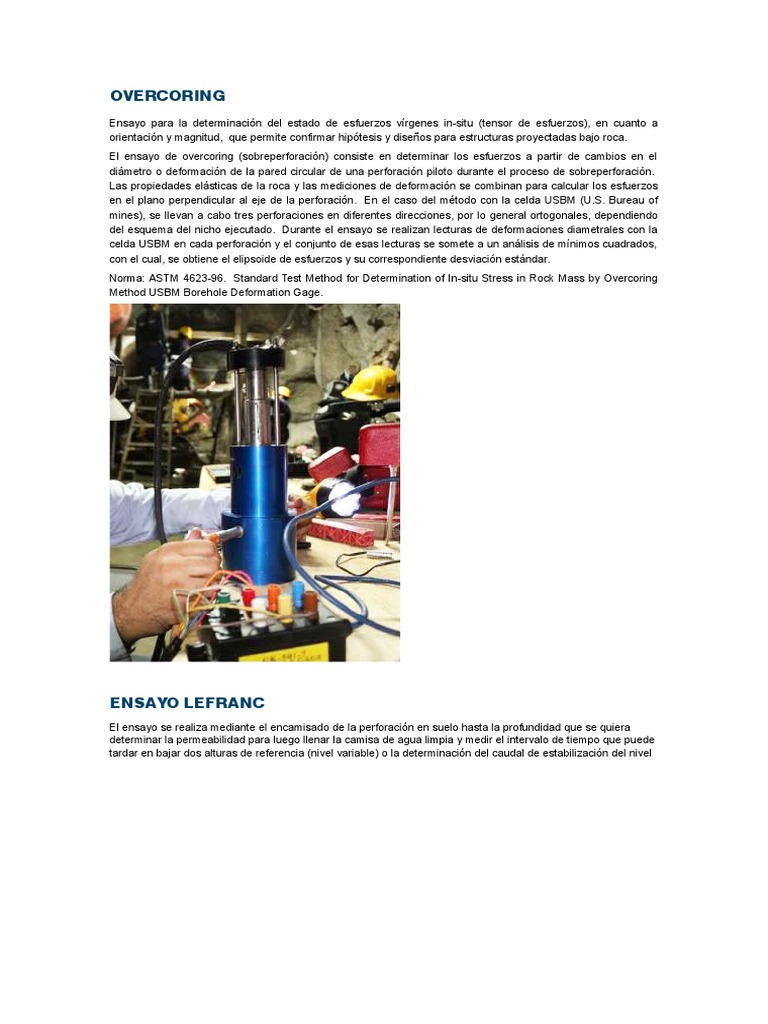 Overcoring y Mas | PDF | Medición | Presión
