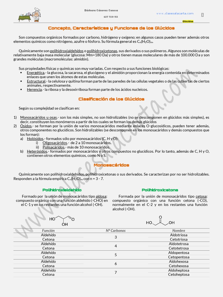 03 Glucidos 2 Bach | PDF | Carbohidratos | Glucosa