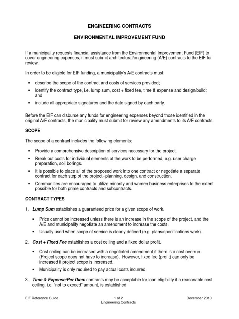 Engineering Contracts Environmental Improvement Fund: Scope | PDF | Per ...