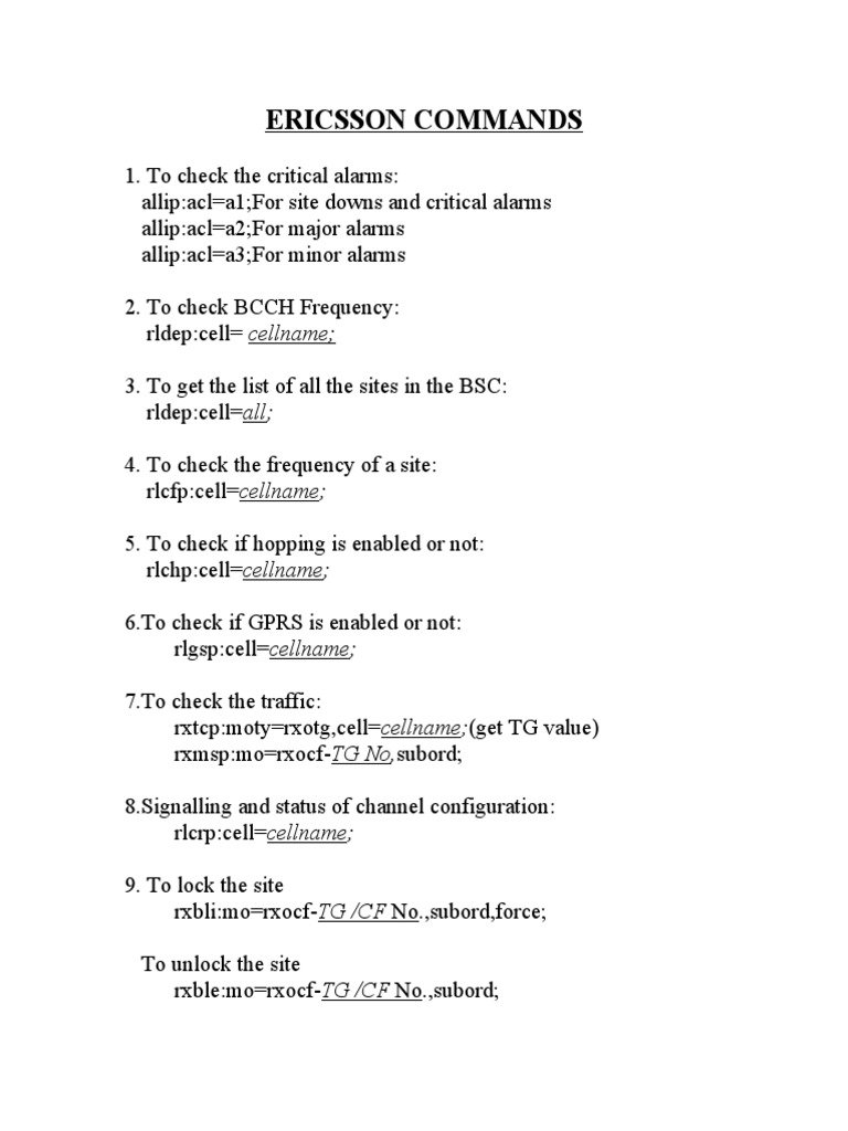 Ericsson Commands | PDF