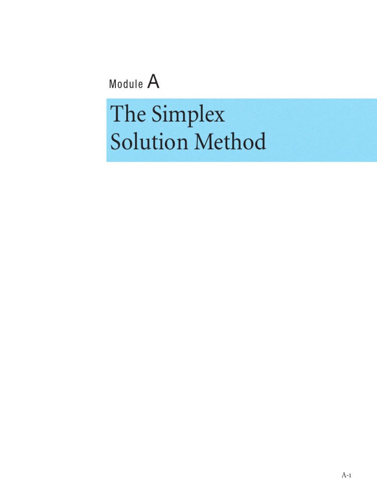 The Simplex Solution Method | PDF | Linear Programming | Equations