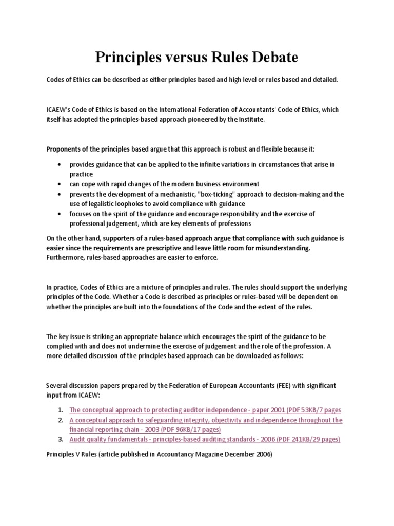 Principles Versus Rules Debate | PDF | Business | Government