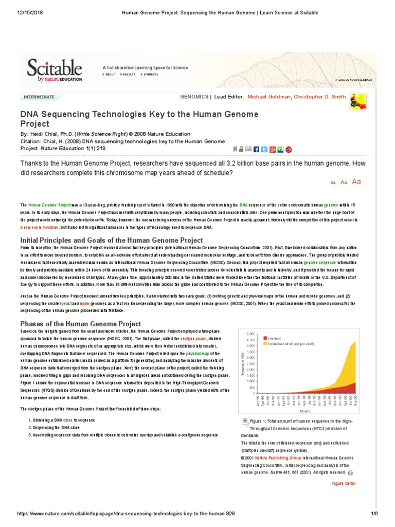 Human Genome Project - Sequencing The Human Genome - Learn Science at Scitable | PDF | Dna ...