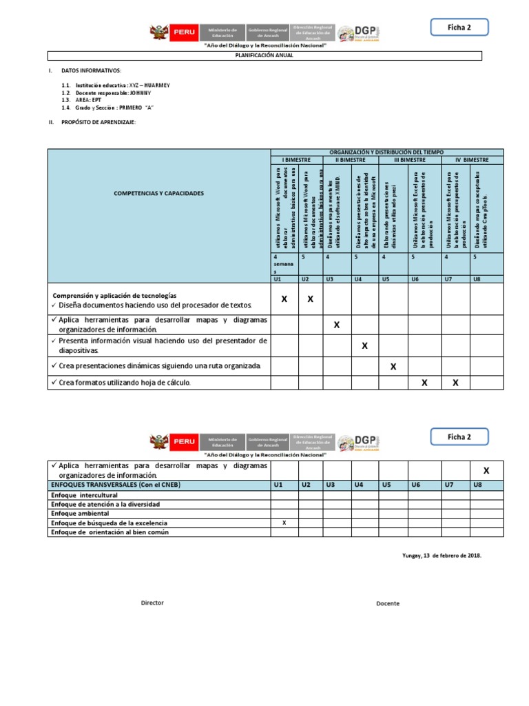 Planificación Anual EPT 1° "A" 2018 | PDF | Microsoft | Aprendizaje