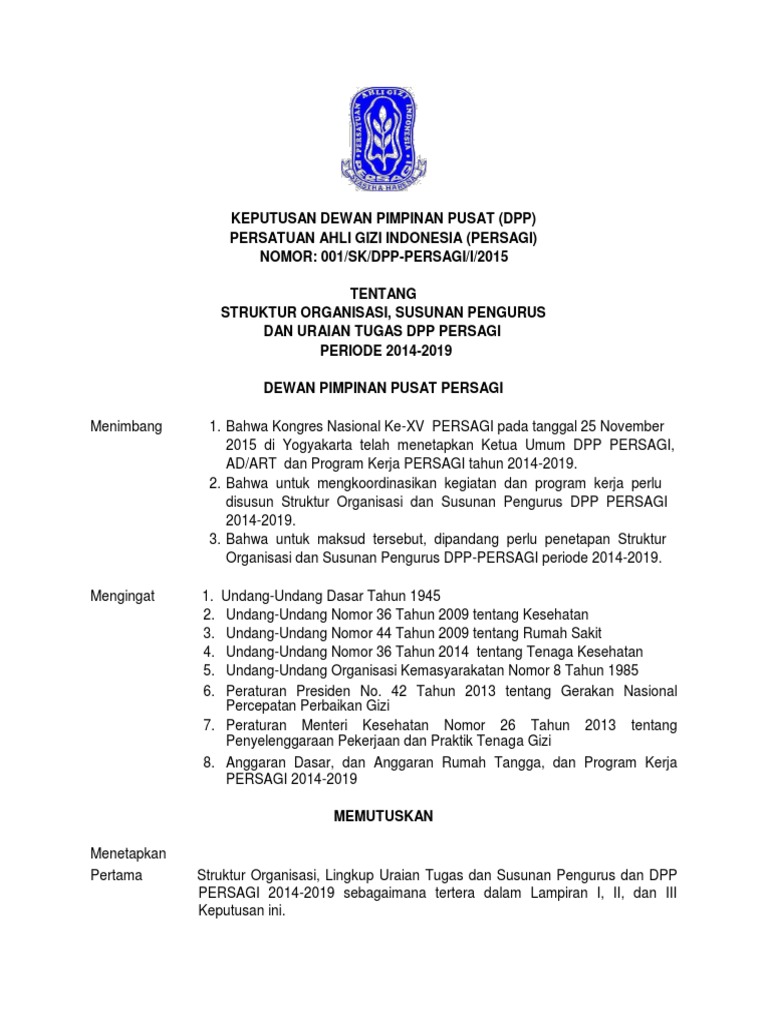 SK DPP Persagi Periode 2014-2019 - 20161128151556 | PDF