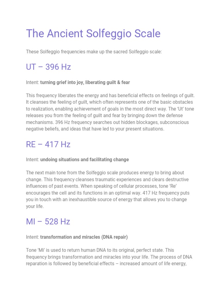The Healing Properties and Intents of the Ancient Solfeggio Frequencies ...